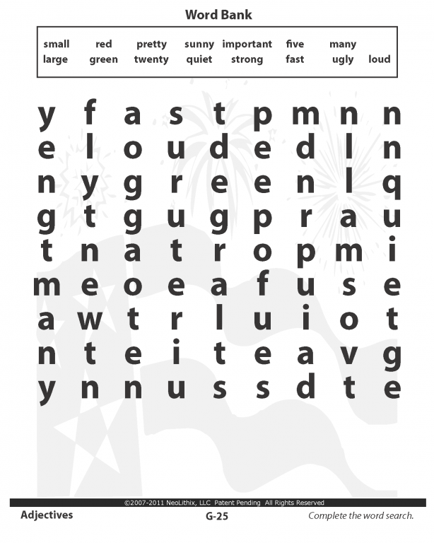 Second Grade Language Arts Nouns Verbs Adjectives